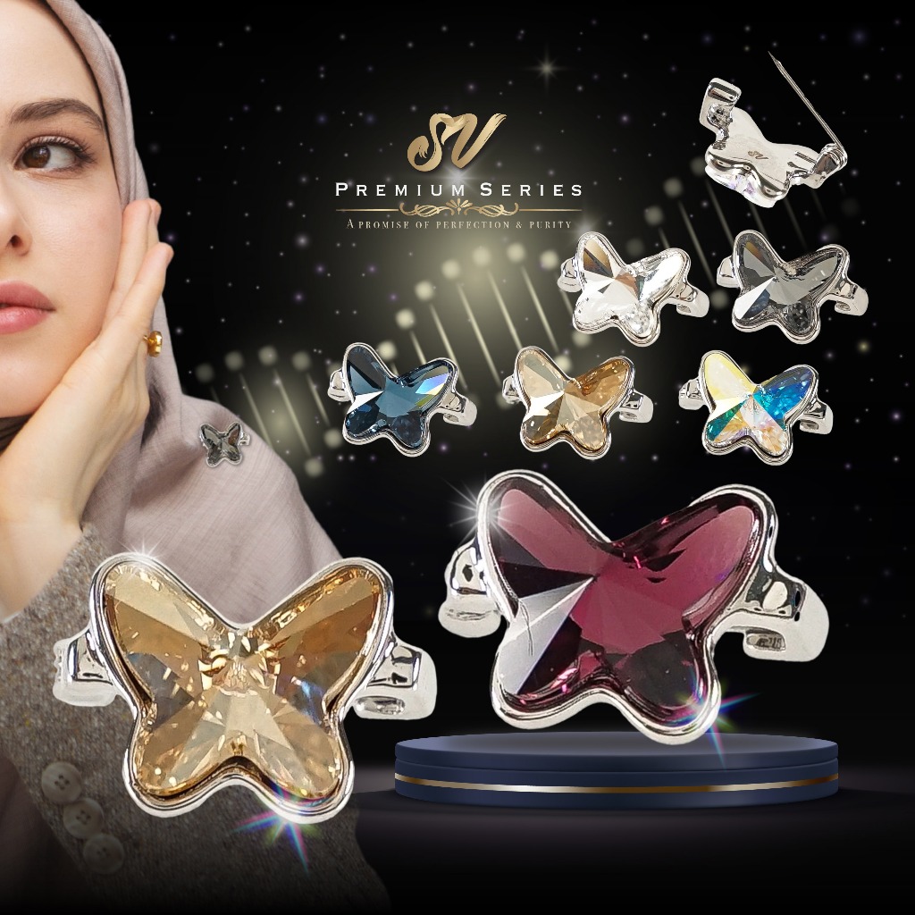 Sv Premium Scarf Brooch Classic Elegant Butterfly Series Pin Tudung ...
