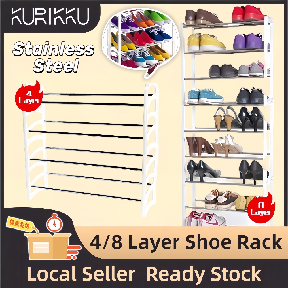 Rak Kasut Besi Bertingkat Tahan Karat Murah Besar 10 Layer Stainless ...