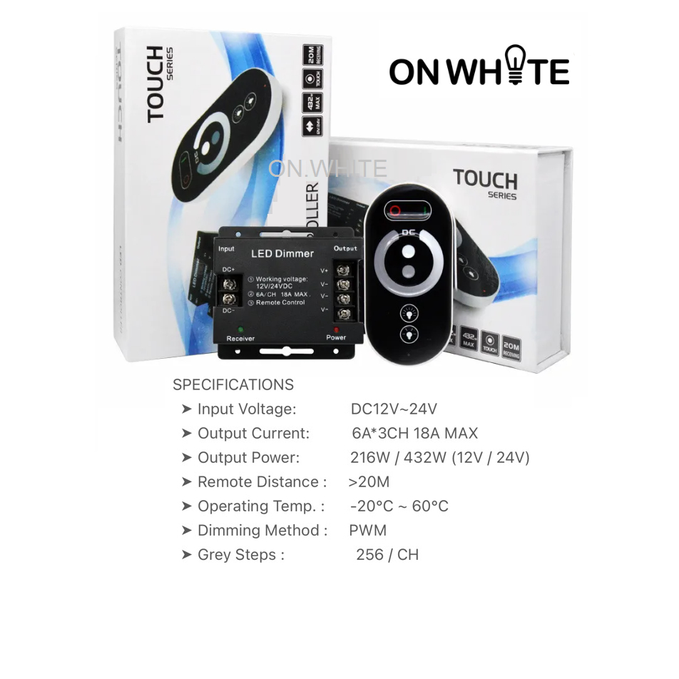 6182 TOUCH SERIES > LED STRIP LIGHT DIMMER CONTROLLER WITH REMOTE (12 ...