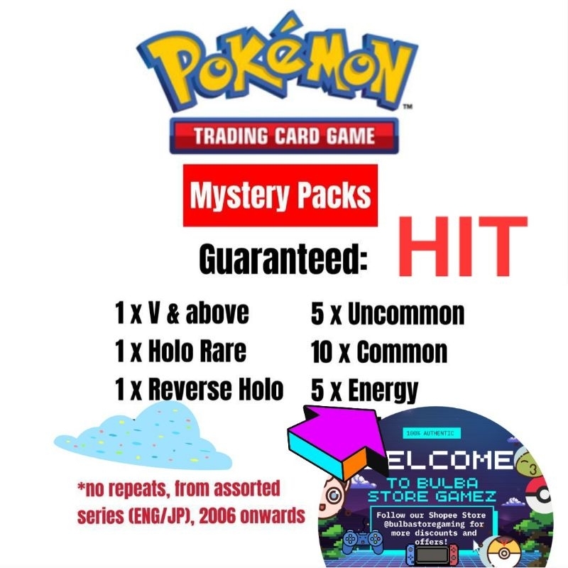 Guaranteed Hit Pack Pokémon TCG Card Game 100% Original Pokémon TCG ...