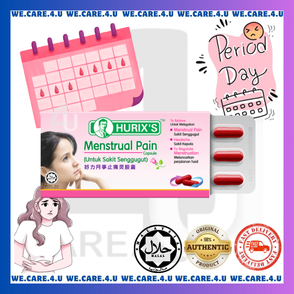 ~(HALAL) HURIX'S MENSTRUAL PAIN CAPSULE 9'S ( UNTUK SAKIT SENGGUGUT ...