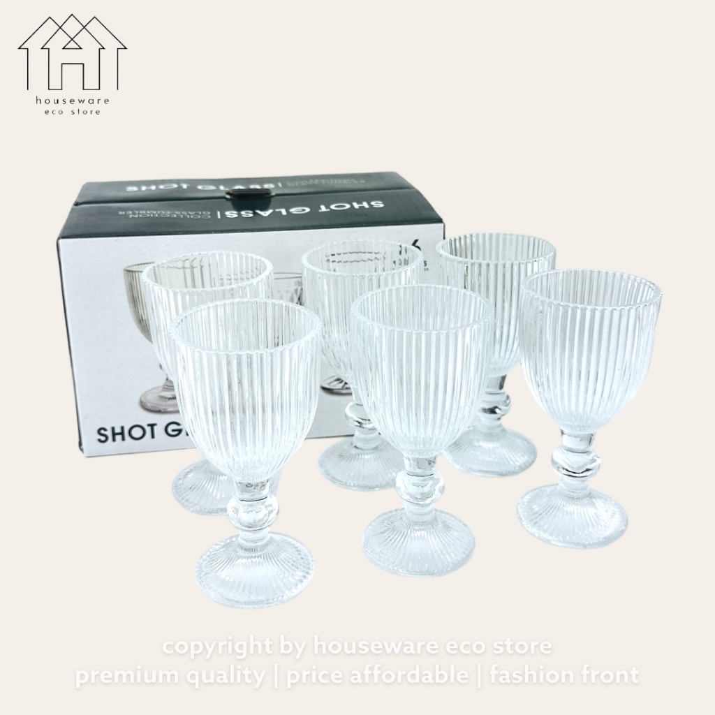 6pcs Stripe Mini Glass Set | 65ml Dessert Cup | Gelas Glass Tumbler ...