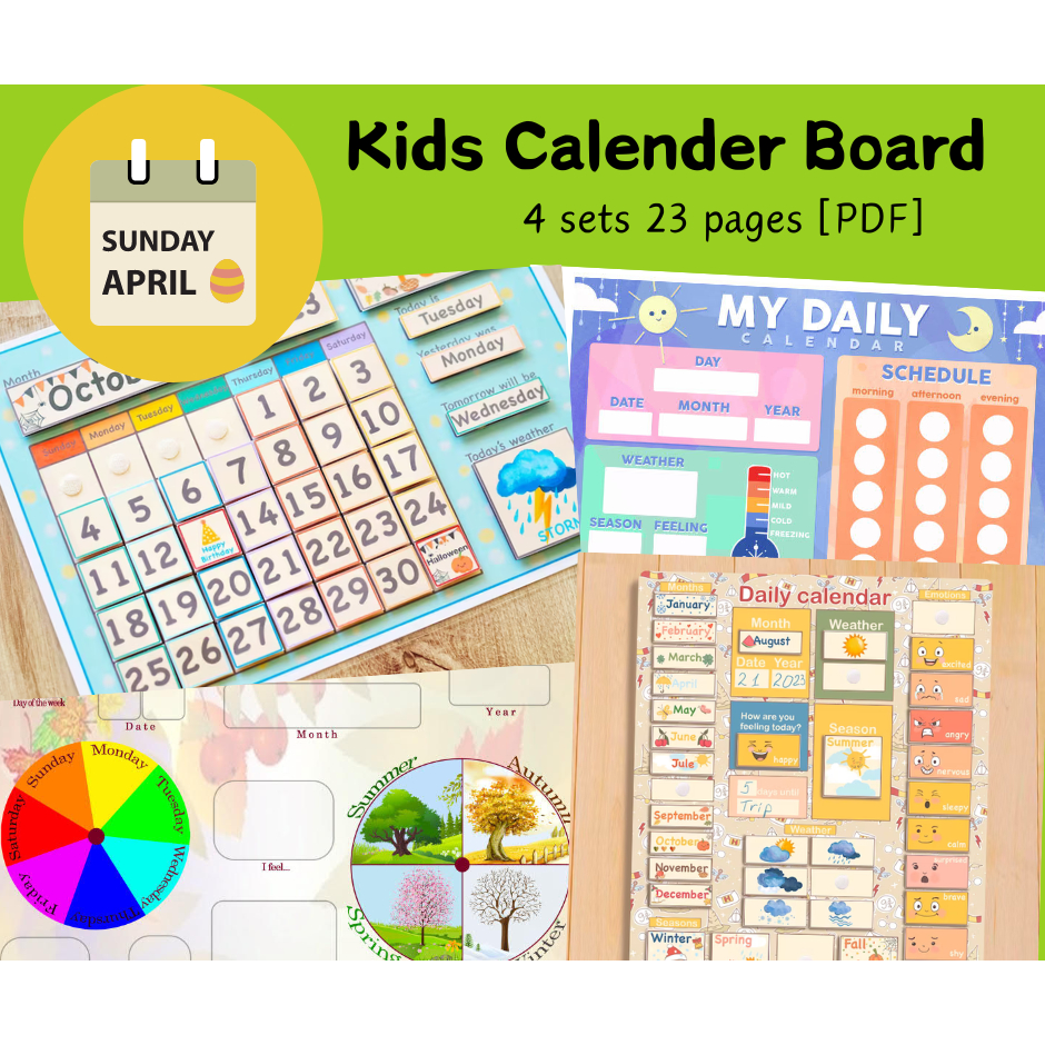A549 – [PDF] Kids Calender Board 4 sets 23 pages - kids activities busy ...