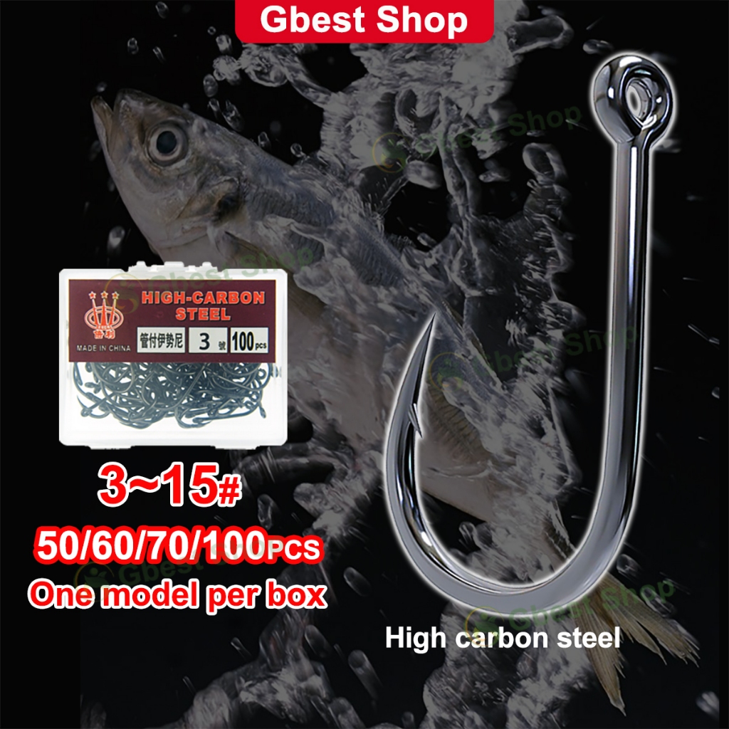 High Carbon Steel Barbed Fishing Hook with Hole jig head fish set ...