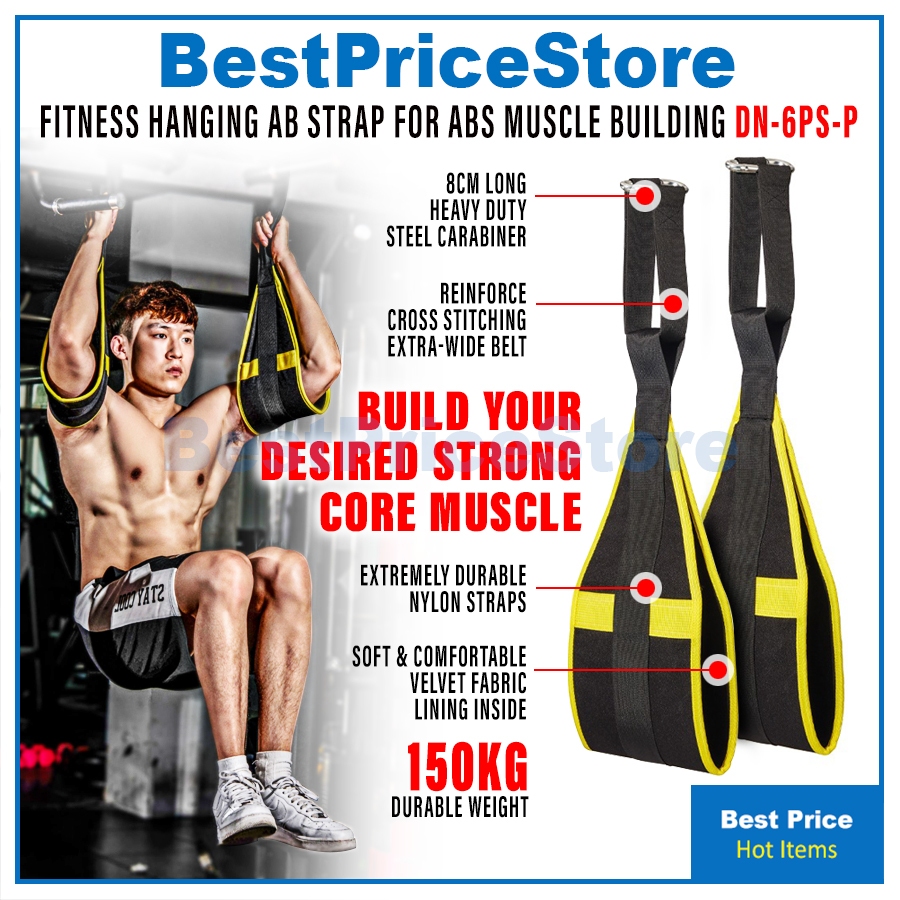 BPS Premium Heavy Duty Six Packs Ab Strap Hanging Chin Up Pair Leg ...