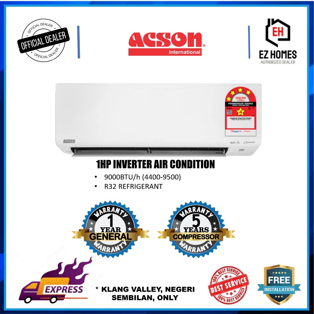 Acson REINO Inverter Air Conditioner 1.0HP R32 A3WMY10BNF | Shopee Malaysia