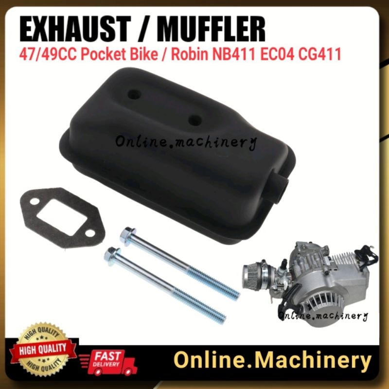 49cc Muffler Exhaust Pocket Bike Mini Dirt bike Robin NB411 CG411 BG411 ...