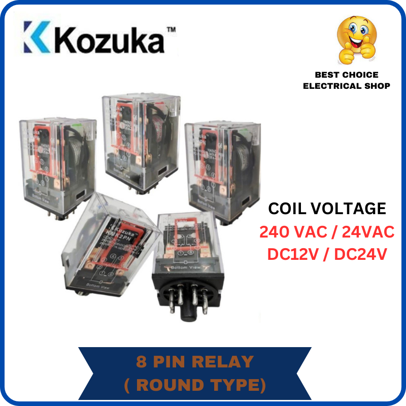 KOZUKA KMK2PN 8 PIN RELAY WITH LED INDICATOR, ROUND 240VAC , 24VAC ...