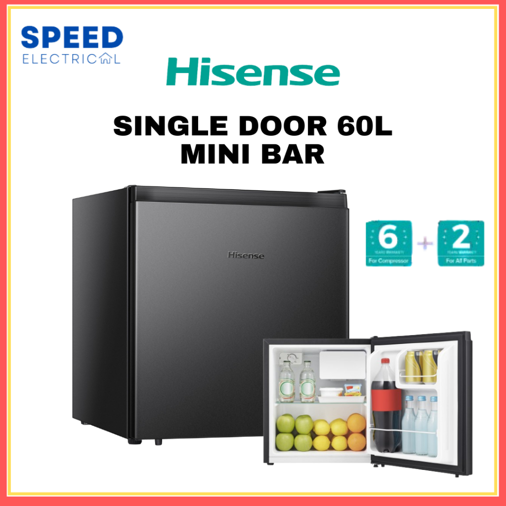 HISENSE SINGLE DOOR FRIDGE MINI BAR 60L RR60D4ABN 小冰箱 MINI PETI SEJUK ...