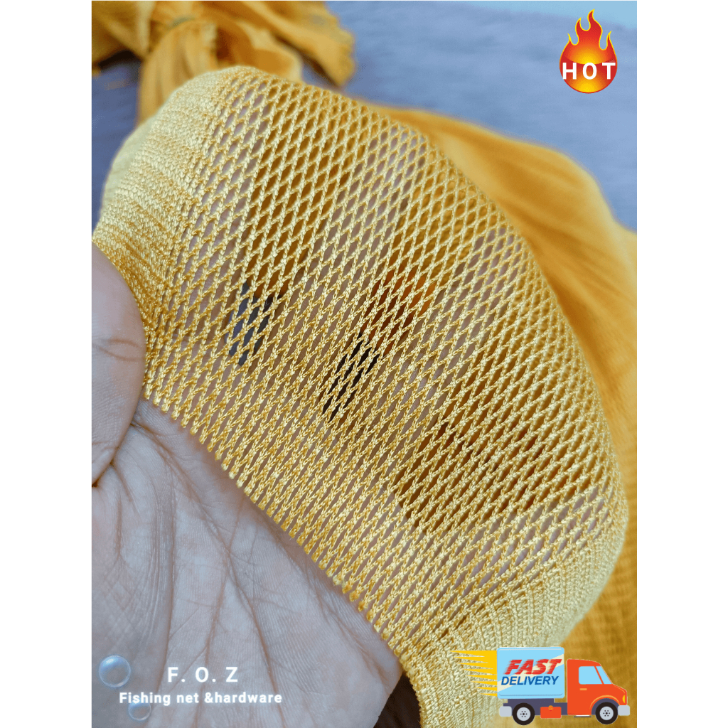 Jaring Pukat Nilon 250/5 x 6mm (1/4") Kuning | Jaring Anak Udang Ikan ...