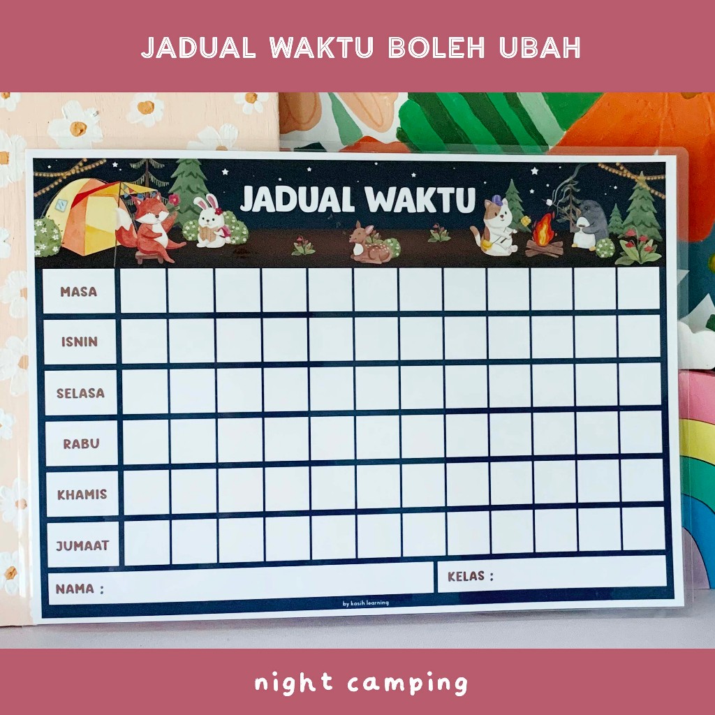 Jadual Waktu Kelas Boleh Padam Ubah Laminate Saiz A4 | Shopee Malaysia