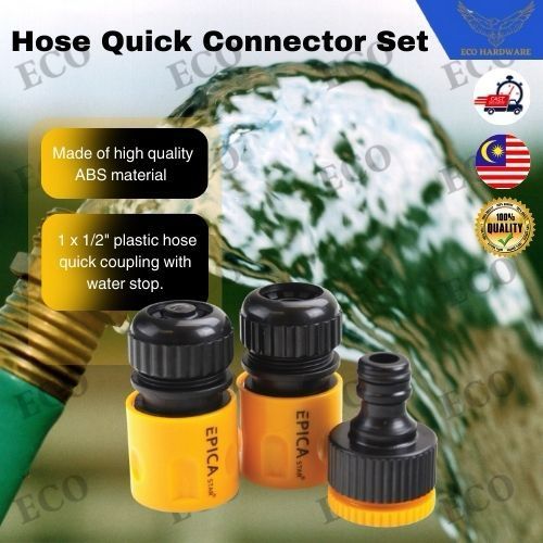 (3 Pcs)1/2" Hose Pipe Quick Coupling Hose Connectors Fitting Set Garden ...
