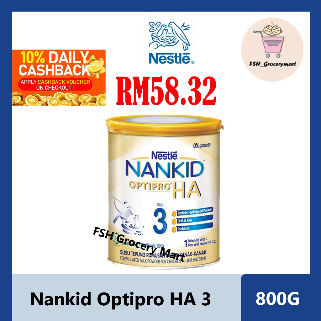 Nestle Nankid Optipro HA Step 3 Hypoallergenic 800g (nanha) | Shopee ...