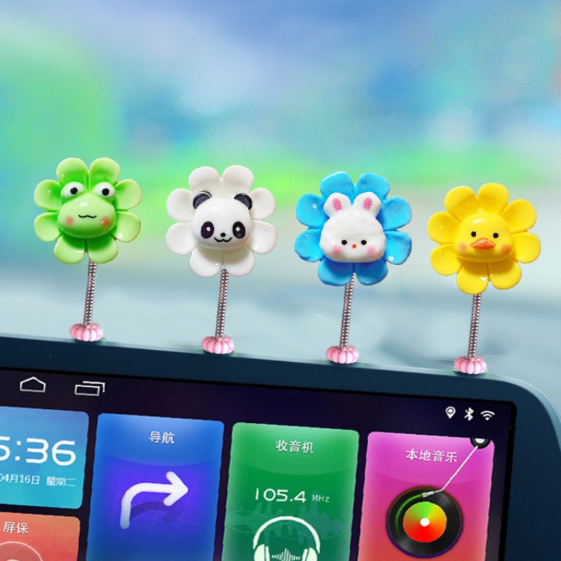 Shake Head Little Cute Animal Flower Car Dashboard Interior Decoration ...