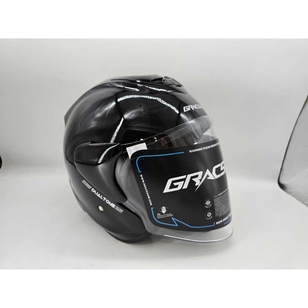Original GRACSHAW GLAZZO DUAL TONE BLACK/GREY OPEN FACE HELMET (Direct ...