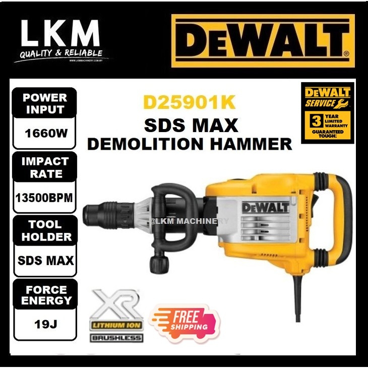 DEWALT D25901K-B1 SDS MAX DEMOLOTION HAMMER 1550W 1020-2040BPM 10.9KG ...