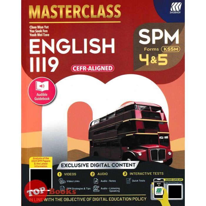 [TOPBOOKS Sasbadi] Masterclass SPM English 1119 CEFR Aligned Forms 4 & 5 KSSM (2024) | Shopee ...