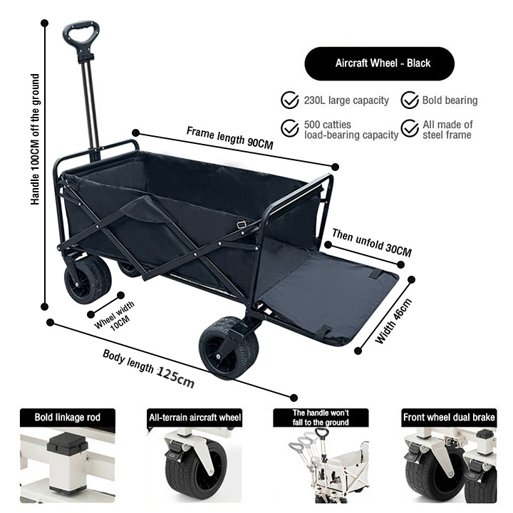 10 inches Wagon Trolley Foldable Camping Trolley Outdoor Shopping ...