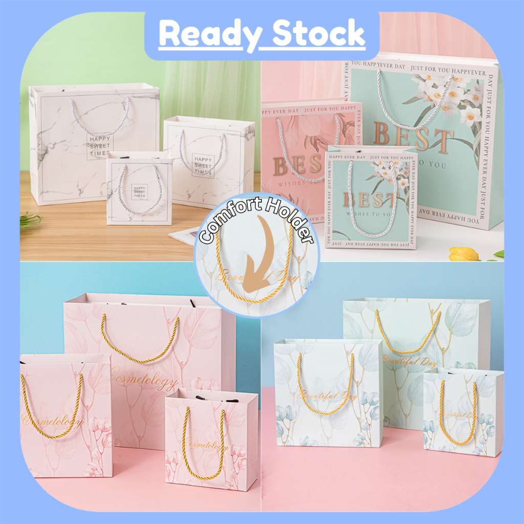 💚 Simple Elegant Paper Gift Bag💚 Hard Thick Door Gift Goodies Bag ...
