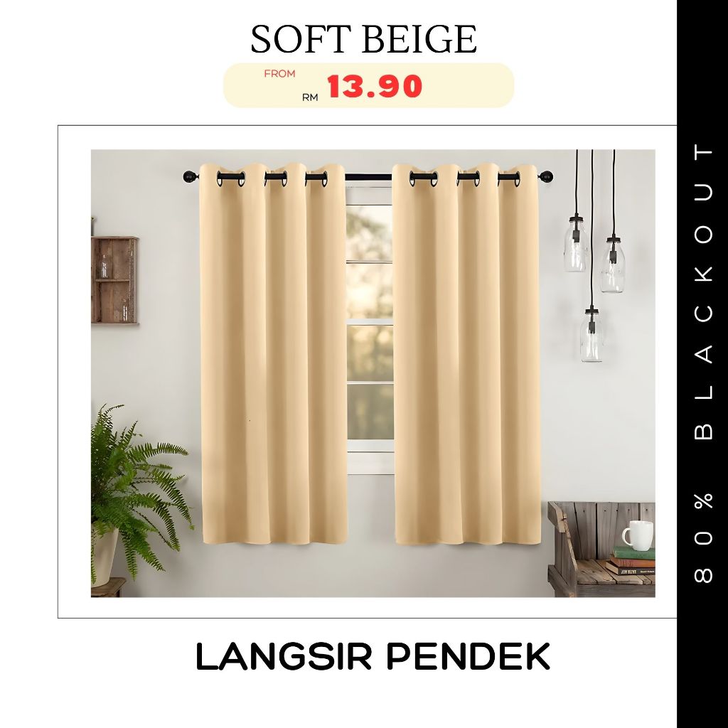 8.8 Live| Satin Curtain 80% Blackout Hook/Ring Modern Langsir Tingkap ...