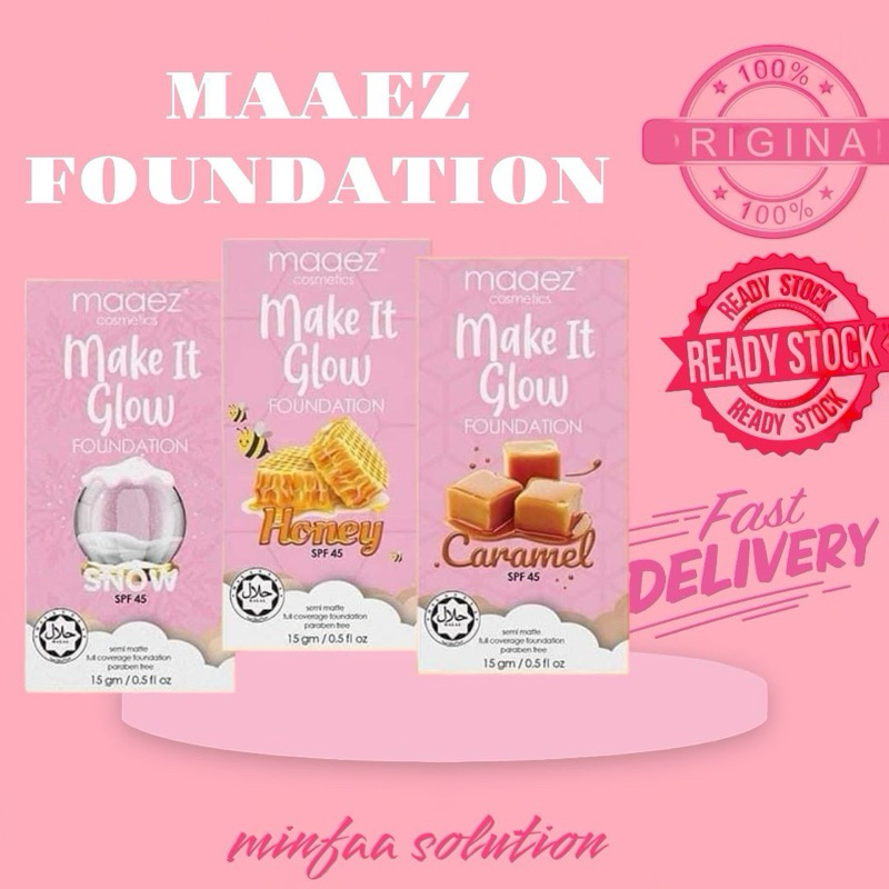 MAAEZ FOUNDATION 15GM SNOW/HONEY/CAREMAL/TRUFFLE/BROWNIES/WOOPIE PIE/ 💯 ...