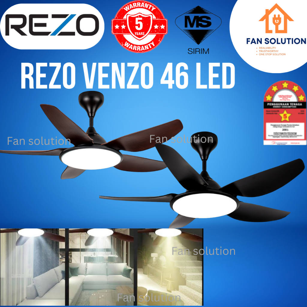 REZO VENZO 46" LED DC MOTOR CEILING FAN WITH REMOTE CONTROL/ KIPAS ...