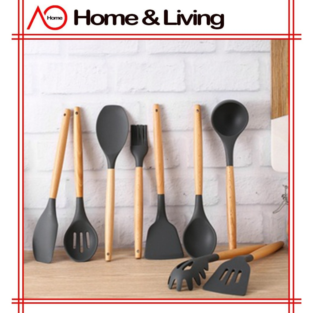 AO Home [12pcs] Cooking Tools Kitchen Cookware Set Silicone Utensils ...