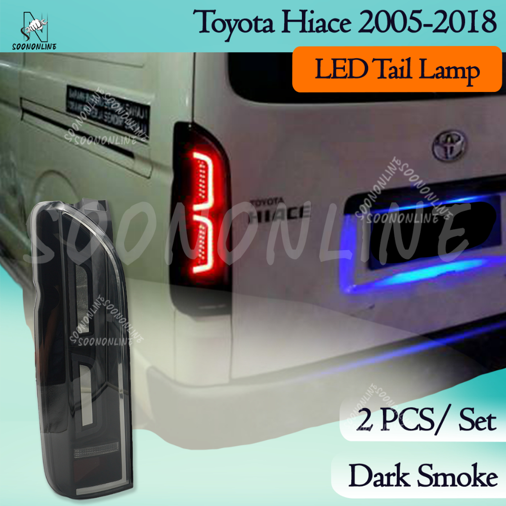 Toyota Hiace Tail Lamp Dynamic LED Light Dark Smoke Hiace Van 2005-2018 ...