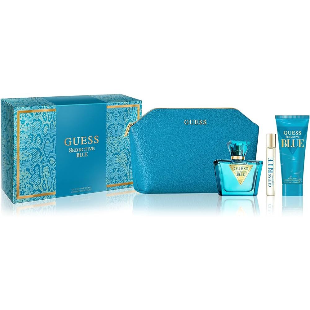 Guess Seductive Blue EDT 75ml + 15ml Travel + BL 100ml + Pouch Gift Set ...