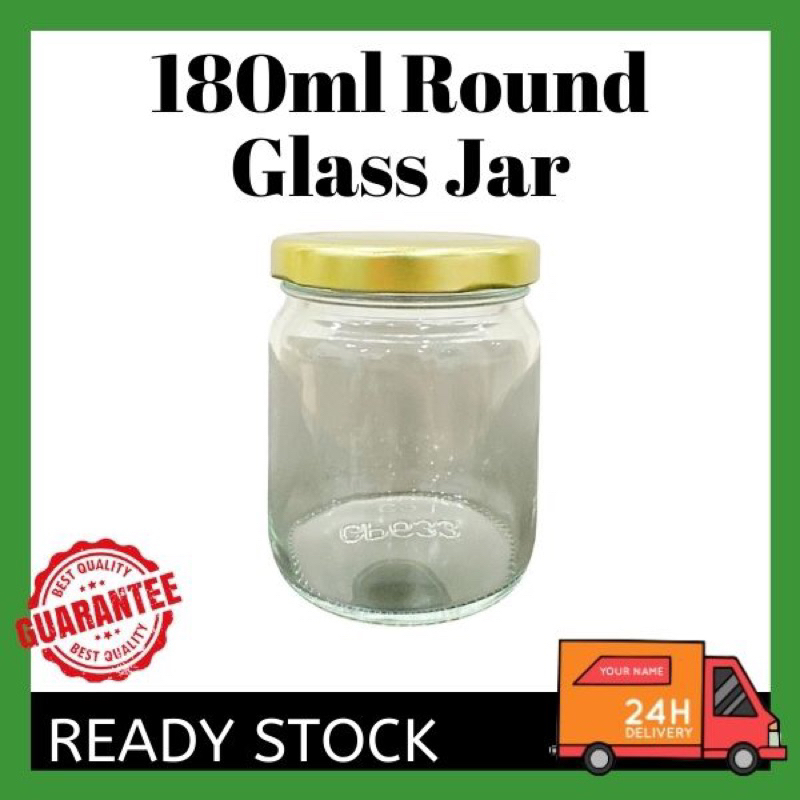 180ml 100ml Round Glass Jar Botol Kaca Jem Balang Kaca Food Container ...