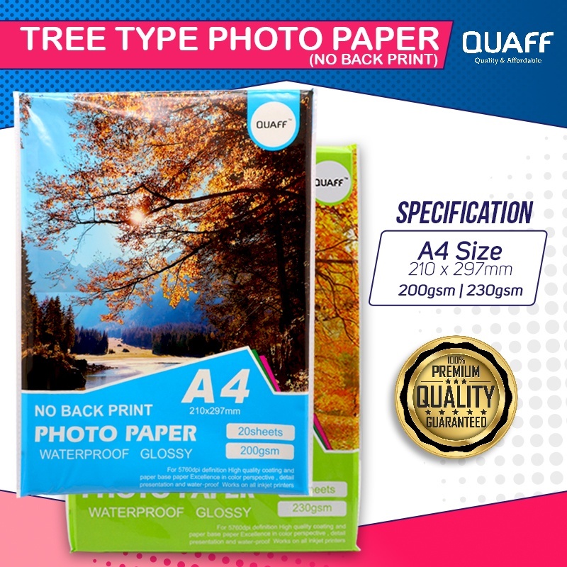 COD No Back Print Glossy Photo Paper QUAFF Brand 230gsm / 200gsm ...