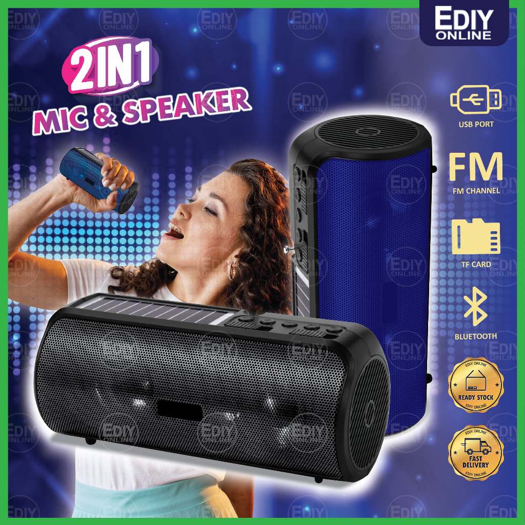 SOLAR MEGAPHONE + FM RADIO + BLUETOOTH SPEAKER KARAOKE MIC MICROPHONE ...
