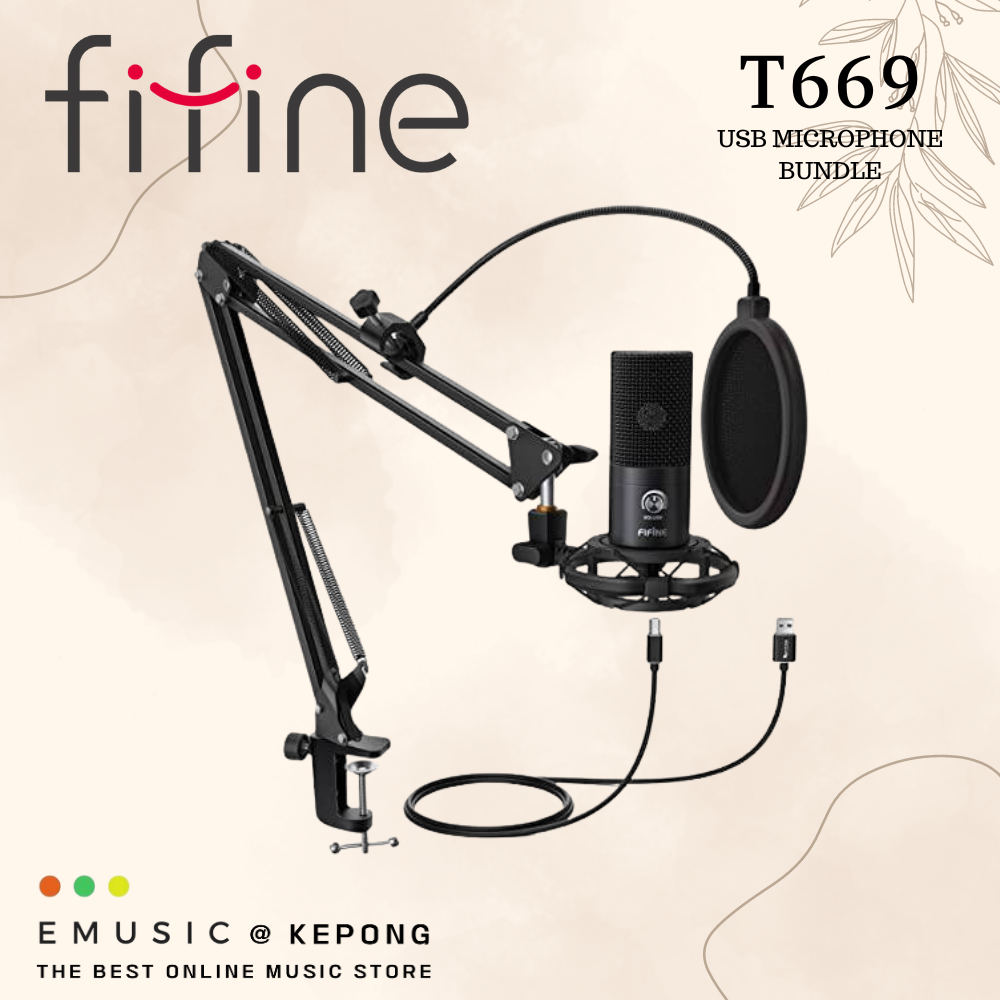 FIFINE T669 USB Microphone Bundle Studio Condenser Mic With Adjustable Arm Stand (T-669 ...
