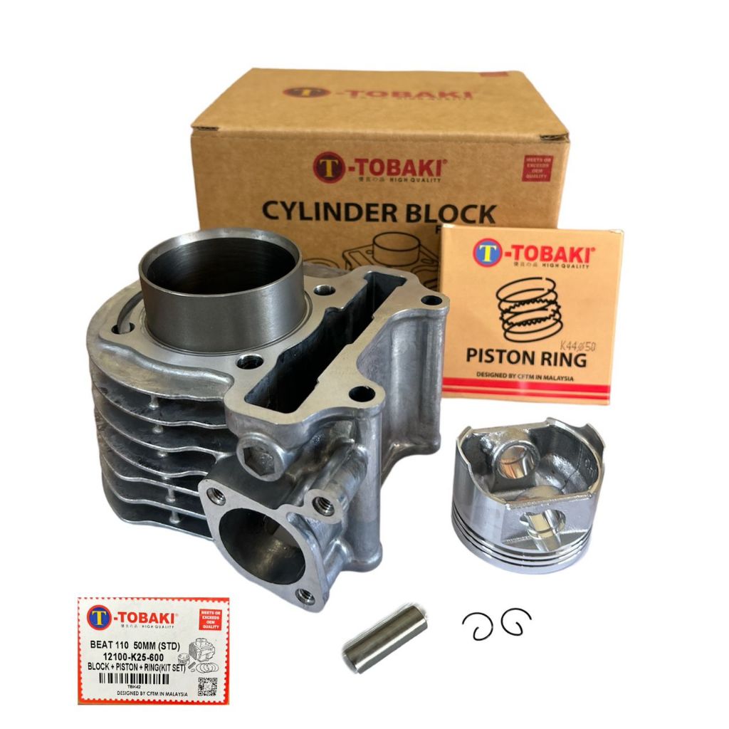 Tobaki Honda Beat 110 (STD) Cylinder Block Blok Set +Piston+Ring Kit ...