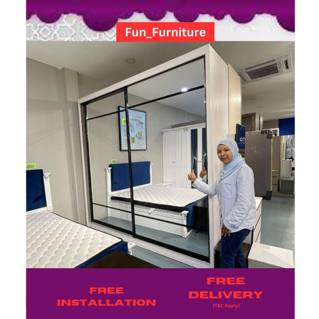 𝗙𝗥𝗘𝗘 𝗜𝗡𝗦𝗧𝗔𝗟𝗟-White AntiJump Sliding Door Wardrobe 6x8,8x8 | Melamine ...