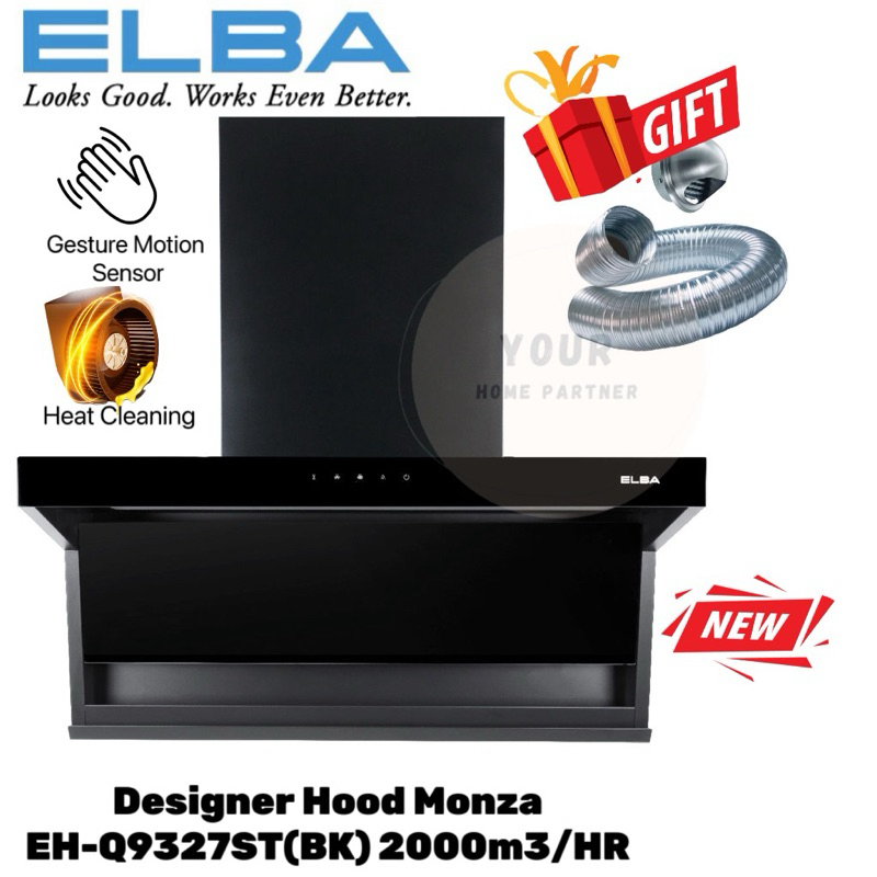 Elba Monza Designer Hood EH-Q9327S(BK) 2000M3/HR Heat Cleaning ...
