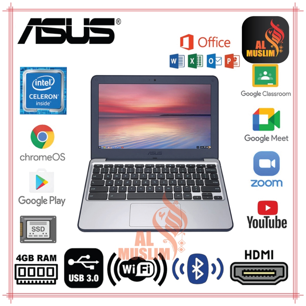 Asus | C202S | 16GB Storage | 4GB RAM | 11.6″ Display | Intel Celeron ...