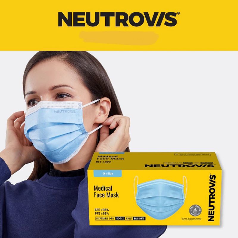 Neutrovis Medical Face Mask Sky Blue 50 pcs | Shopee Malaysia