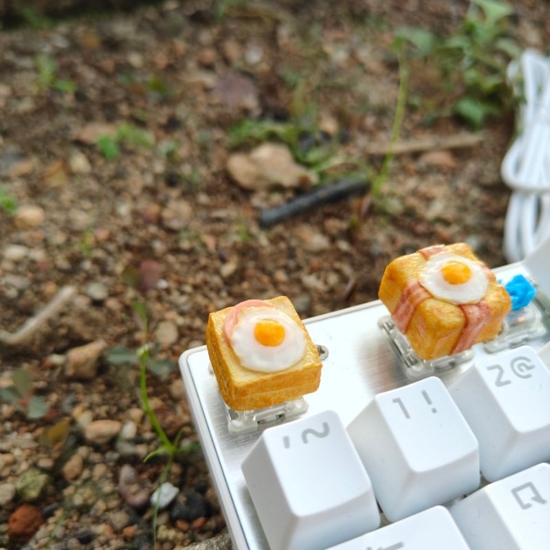 Handmade Keycap Egg toast Mechanical Keyboard Keycap R4 Egg bacon spam ...