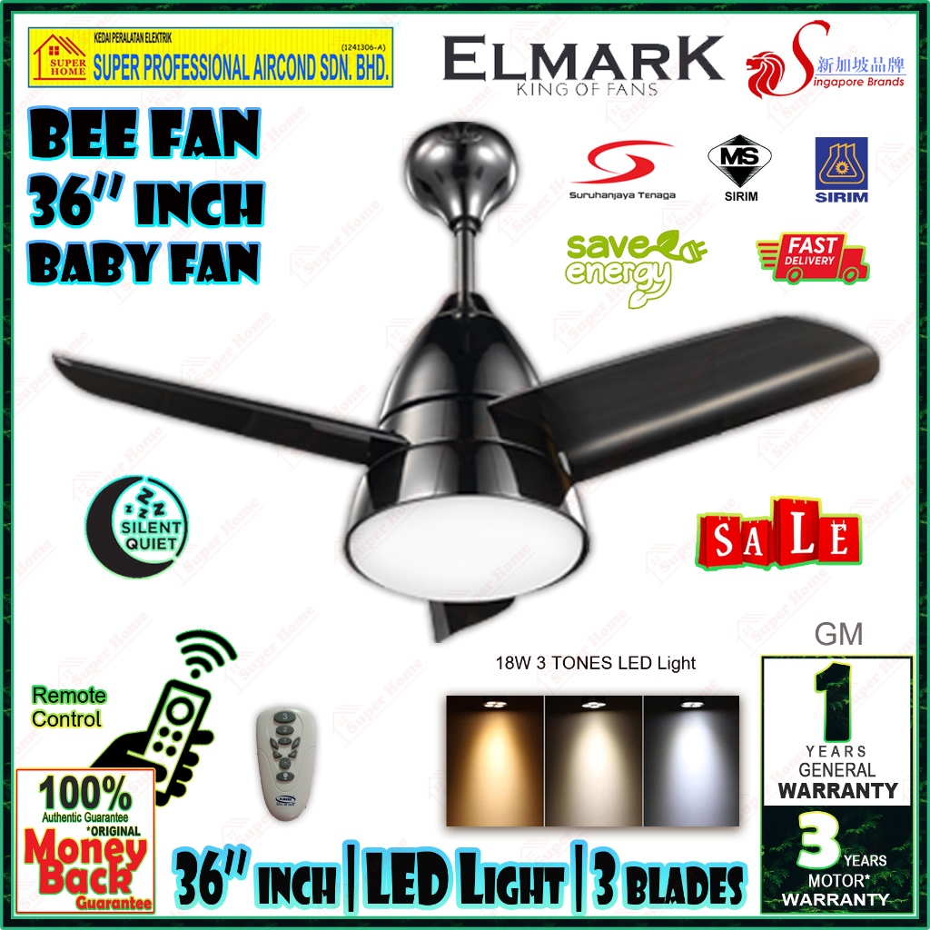 Elmark Ceiling Fan BEE Fan 36 inch LED Light Ceiling Fan with with ...