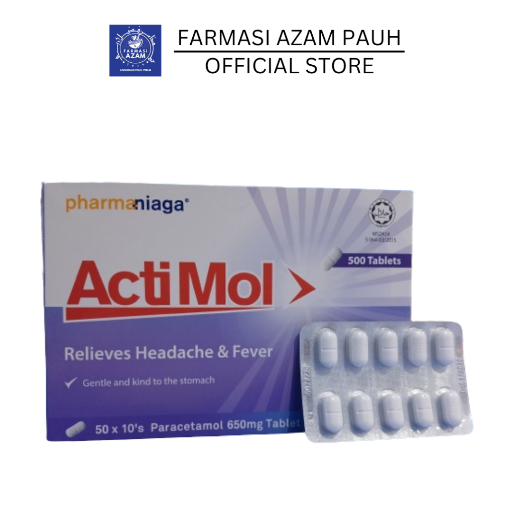 ACTIMOL PARACETAMOL 650MG TABLETS 10'S [melegakan demam & tahan sakit ...