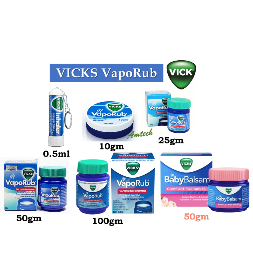 Vicks VapoRub Cold Vaporising Ointment 0.5ml/10gm/25g/50g/100g/Vicks ...