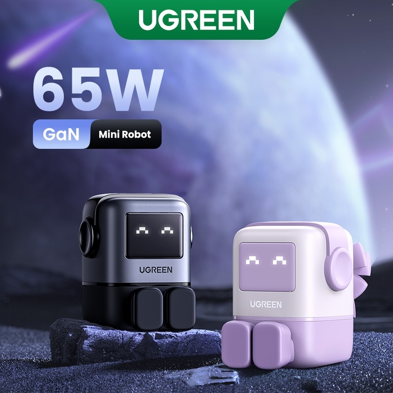 UGREEN Robot GaN 65W USB C USB A Charger Mini Robot Nexode 3 Ports GaN ...