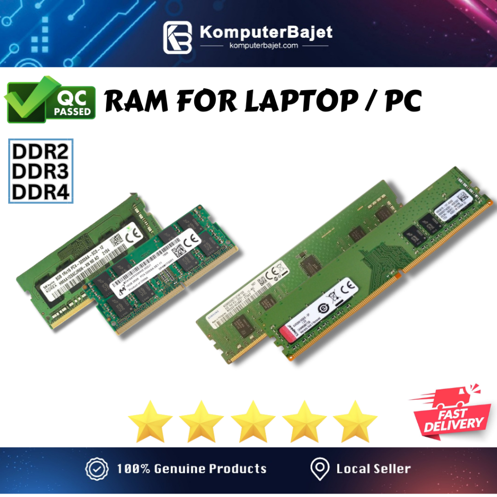 USED DDR2 DDR3 DDR4 4GB 8GB 16GB RAM KOMPUTER RAM PC laptop Notebook ...