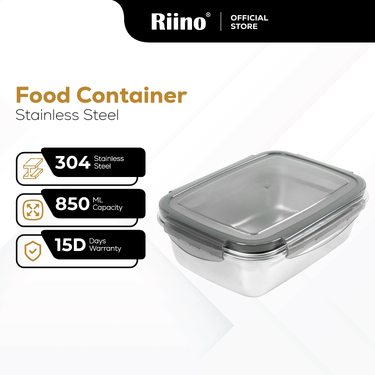 Riino 304 Stainless Steel Food Container With Lids (850ml) SSFC850ML ...