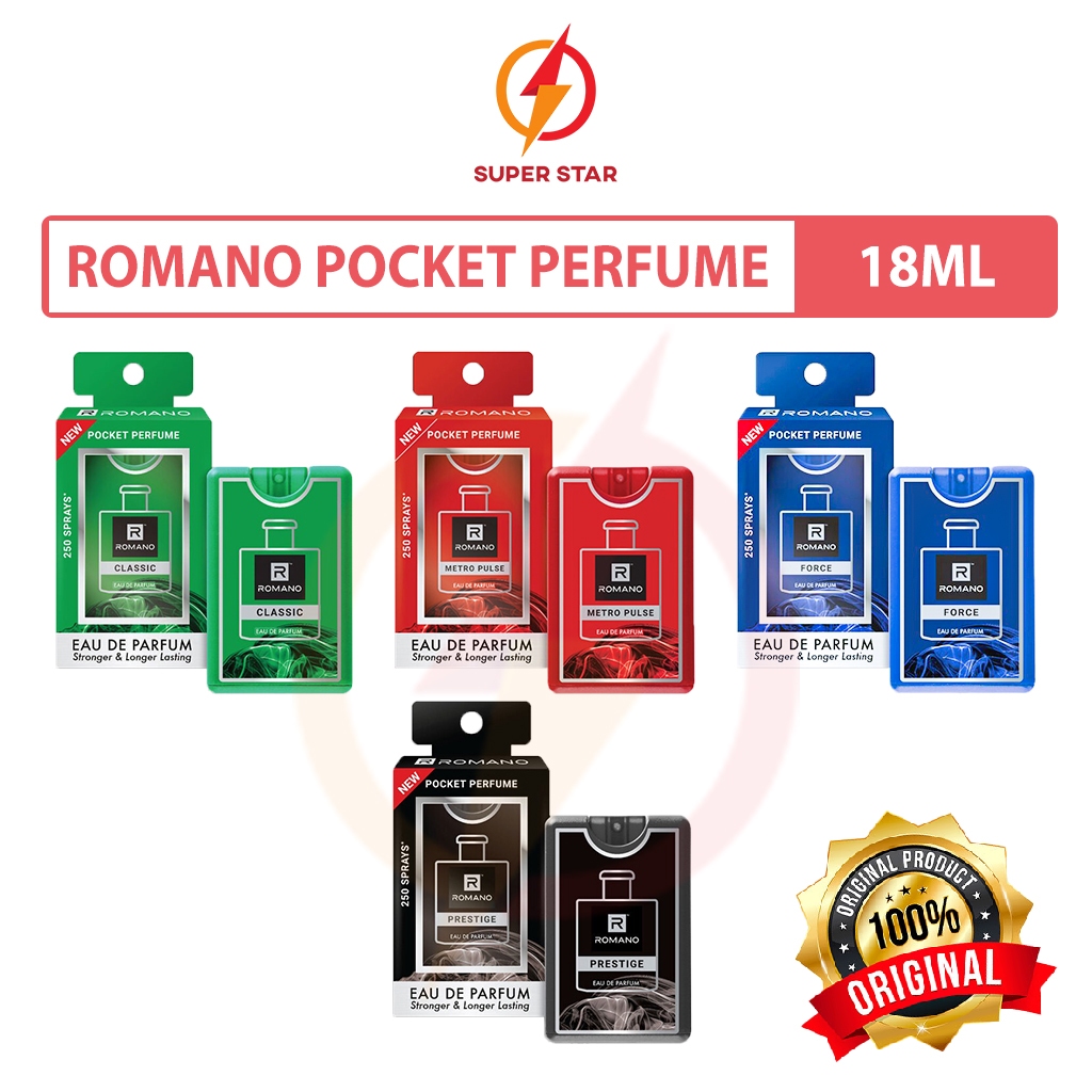 Romano Pocket EDT Perfume 18ml (Prestige/Metro Pulse/Classic/Force ...
