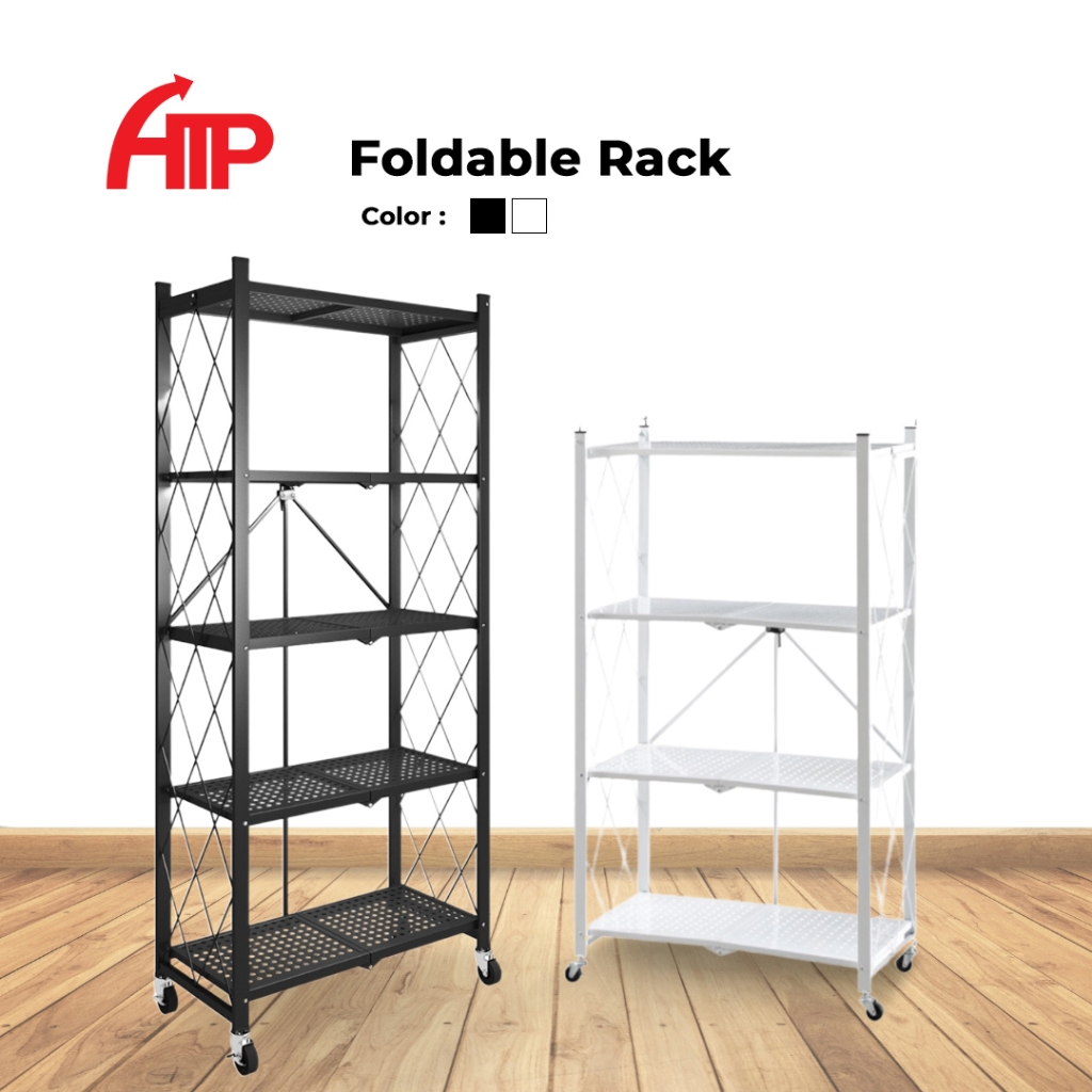 ATP Foldable 3/4/5 Tier Mobile Storage Rack Kitchen Organizers Home ...