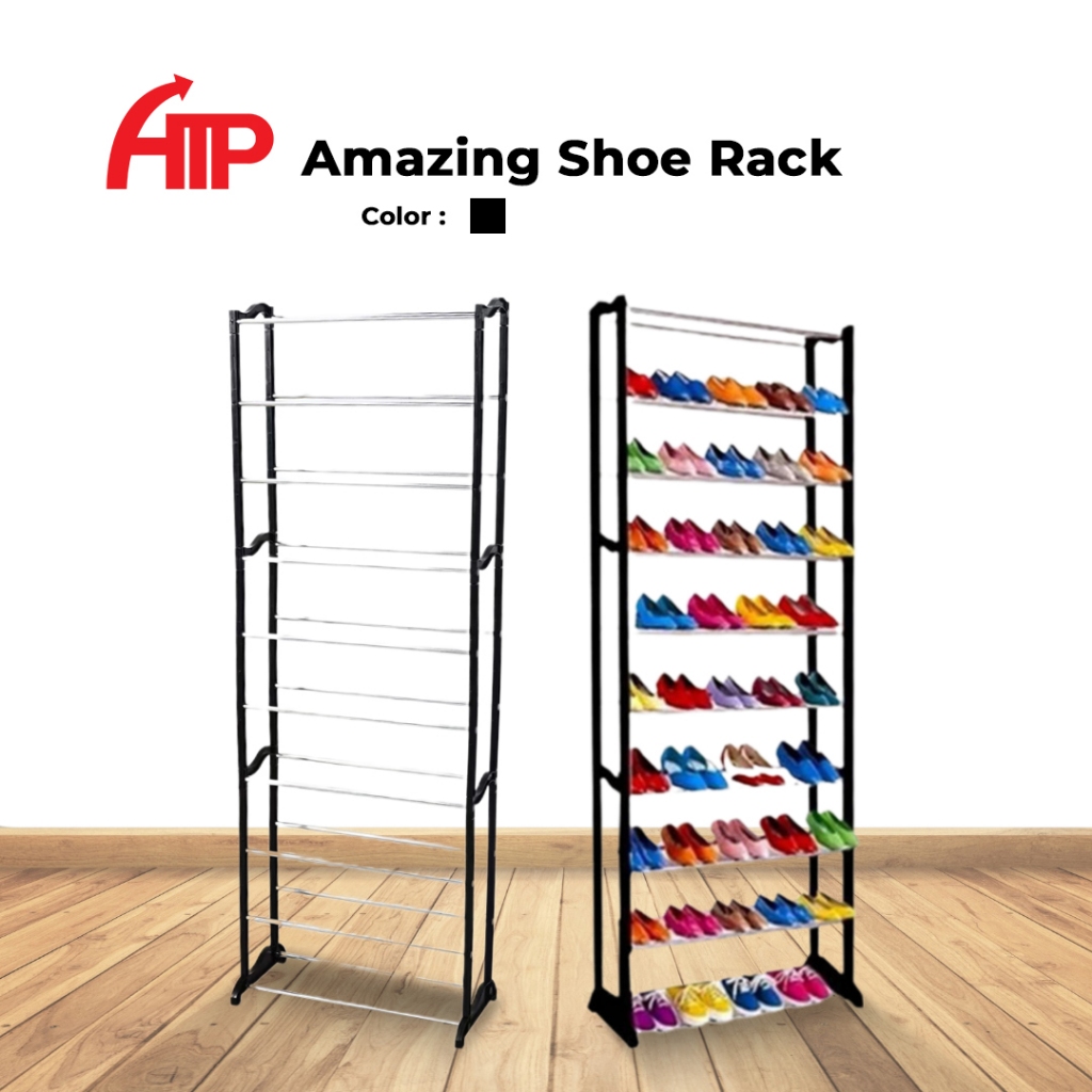 ATP 10 Tier Amazing DIY Easy Assemble Shoe Rack - Black | Shopee Malaysia