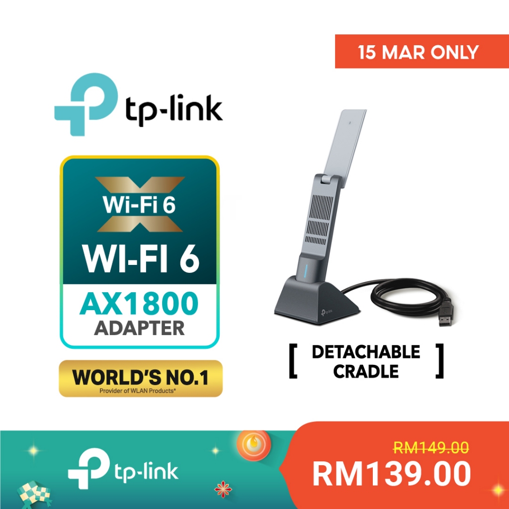 TP-Link AX1800 High-Gain Dual Band Wireless USB Adapter Archer TX20UH ...