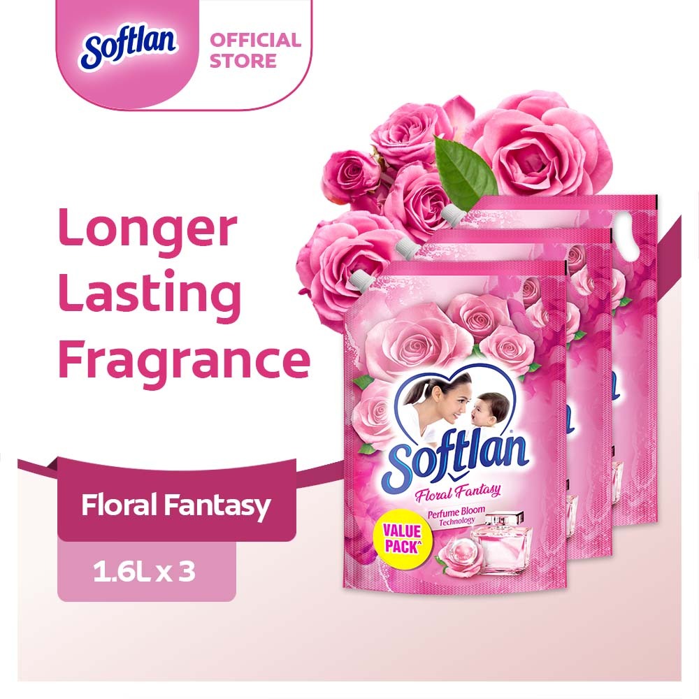 [Bundle of 3] Softlan Anti Wrinkles Floral Fantasy Fabric Softener ...